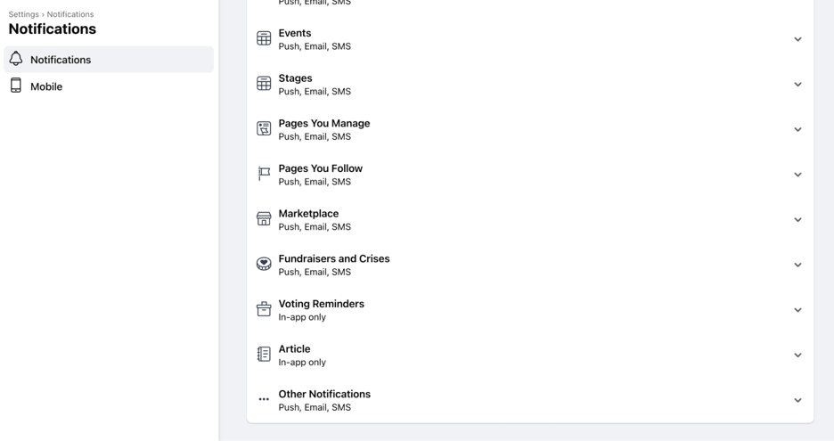 How to turn off Facebook Page notifications for pages and profiles you manage